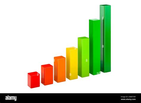 Bar Graph Column Chart 3D Rendering Isolated On White Background