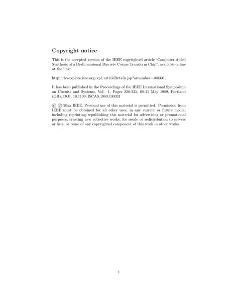pdf the bidimensional dct chip