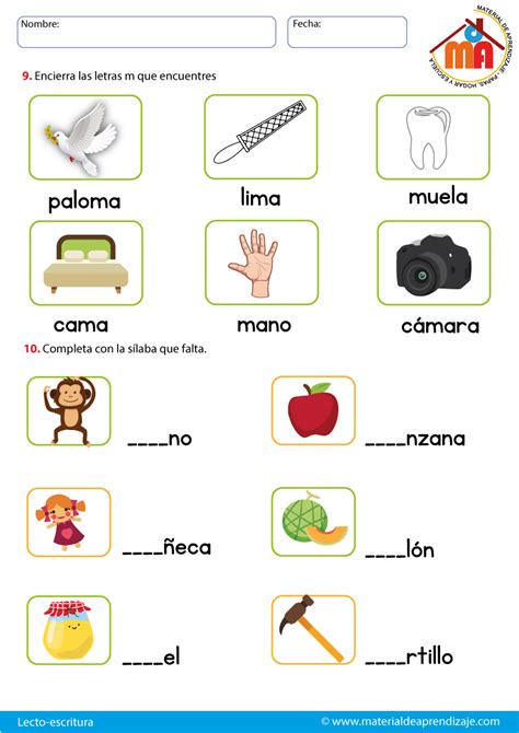 Materiales Fichas De Lectoescritura M Fichas Para El Aprendizaje