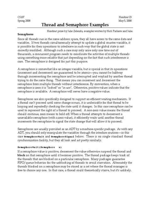 an in depth guide to semaphores and thread synchronization techniques pdf variable computer