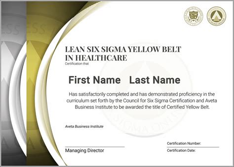 Lean Six Sigma Yellow Belt Certification In Healthcare For Green Belt