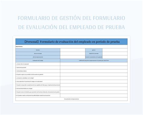 Plantilla de Excel Formulario De Gestión Del Formulario De Evaluación