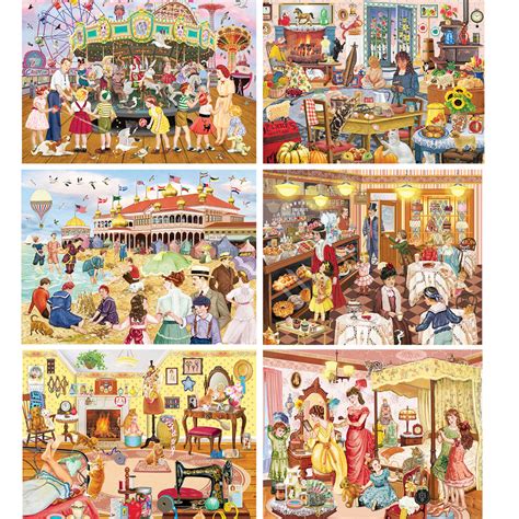 Set Of 6 Rosiland Solomon 1000 Piece Jigsaw Puzzles Spilsbury