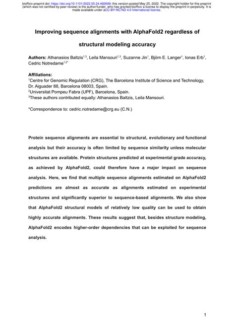 pdf improving sequence alignments with alphafold2 regardless of structural modeling accuracy