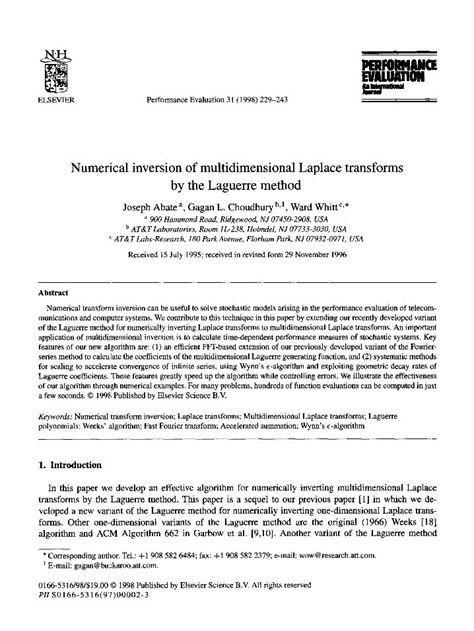 pdf numerical inversion of multidimensional laplace transforms by the dokumen tips