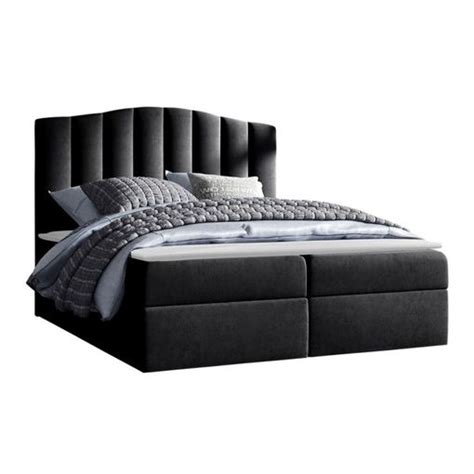 Cama Continental Baltimore 153 Doble Negro Tapiz Somieres