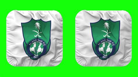 Al Ahli Saudi Football Club Flag In Squire Shape Isolated With Plain