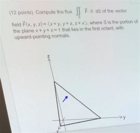 solved 12 points compute the flux ∬sf⋅n~ ds of the vector