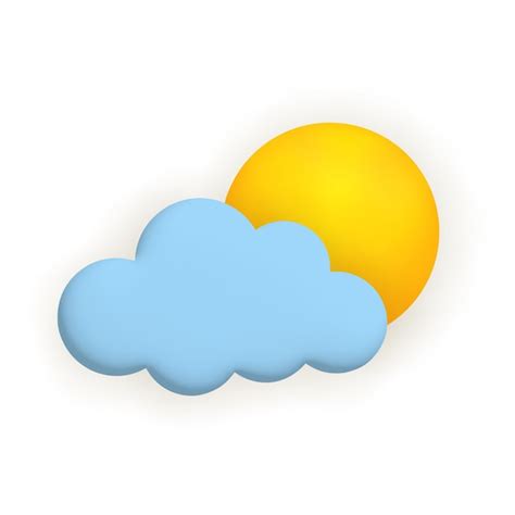 Sol Y Nube Lindo Clima Icono Realista D Dibujos Animados Vector Premium
