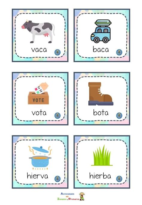 Tarjetas Ilustrativas Palabras Hom Fonas Homofonas Tarjeta