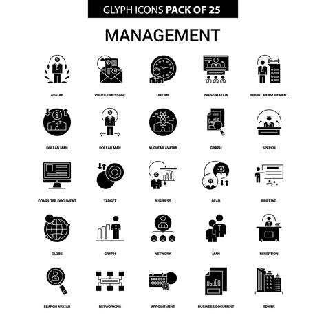 Management Glyph Vector Icon Set 14268901 Vector Art At Vecteezy