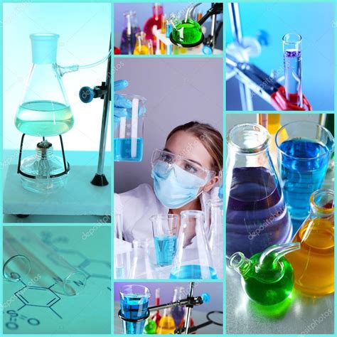 Concepto químico Collage de laboratorio Foto de stock 60833687