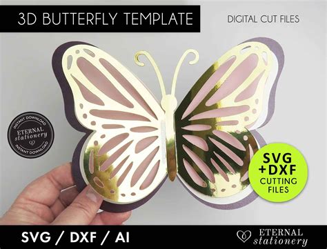 Butterfly SVG 3D Butterfly SVG 3D Butterfly Template Etsy Hong Kong