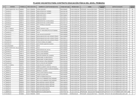PLAZAS VACANTES DEL ÁREA DE EDUCACIÓN FÍSICA EN EL NIVEL PRIMARIA PPT
