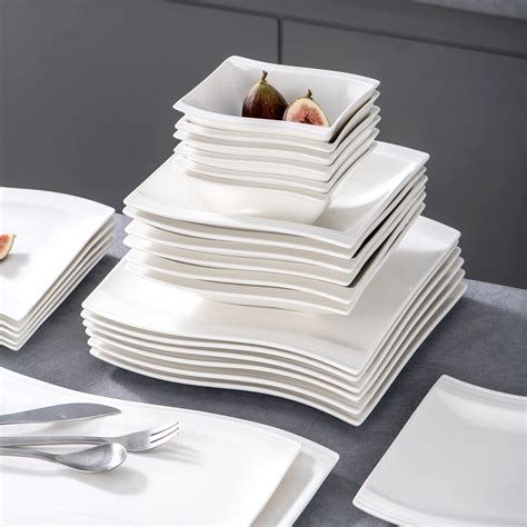 Buy Malacasa Dinner Sets Piece Ivory White Porcelain Plates And