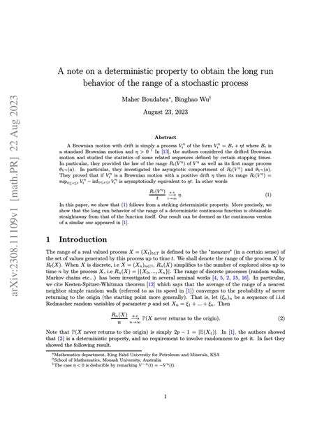 pdf a note on a deterministic property to obtain the long run behavior of the range of a
