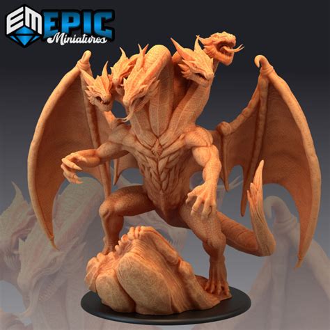 D Printable Five Headed Dragon Legendary Drake Winged Mountain