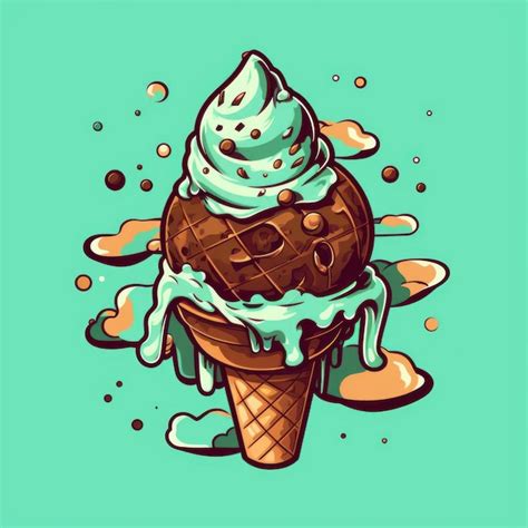 Helado De Menta Con Trocitos De Chocolate Al Estilo Art Stico Foto