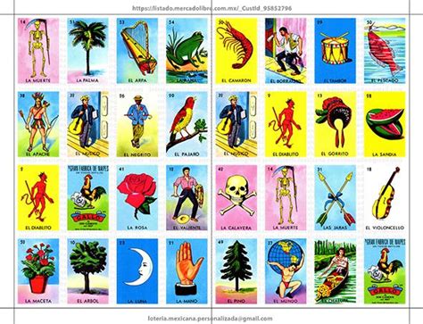 Loteria Mexicana Imprimible Baraja 54 108 cartas Más de 1000 cartas