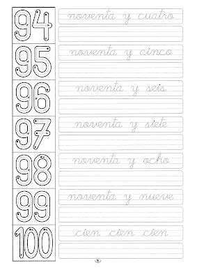 Fichas Traza Y Escribe Del 1 Al 100