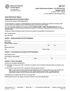 Fillable Online Z Initial Notification Report Cfr Part