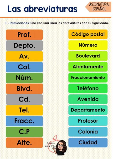 Las Abreviaturas Activity Actividades De Ense Anza Actividades Para