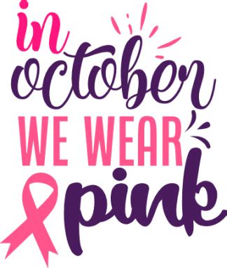 In October We Wear Pink Cancer Awareness Ribbon Free Svg File SVG Heart