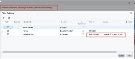 troubleshooting conversion failed addressing date and time errors