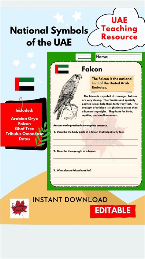 National Symbols Of The UAE Comprehension Worksheets In 2023 Reading