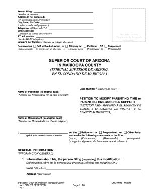 Fillable Online Superiorcourt Maricopa Peticin Para Modificar El Pasar