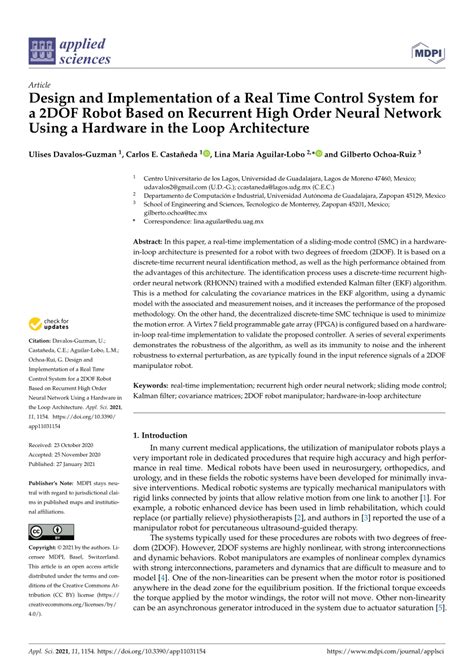 pdf real time control system for a 2dof robot based on recurrent high order neural network