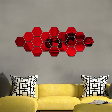 MIROIR Blue S 100x85x50mm Autocollant Mural Miroir Hexagonal 3d Multi