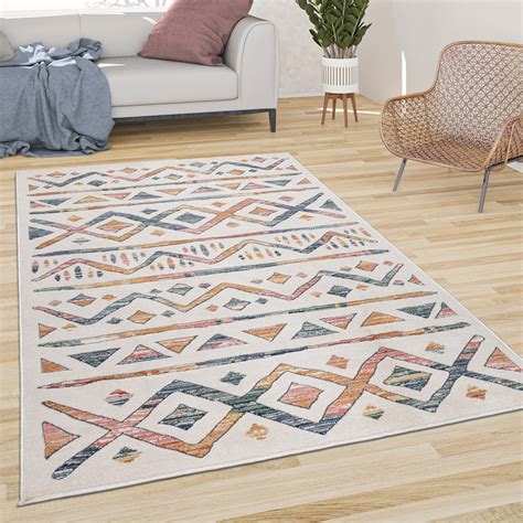 Short Pile Rug With Boho Pattern Light Rug24