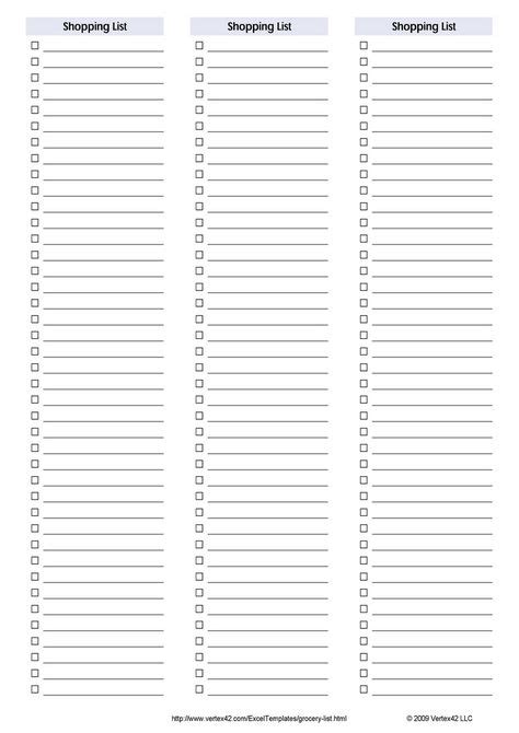 liste de courses Modèle Excel de liste de courses Liste de courses