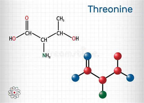 Threonine Thr C4H9NO3 Amino Acid Structural Chemical Formula And