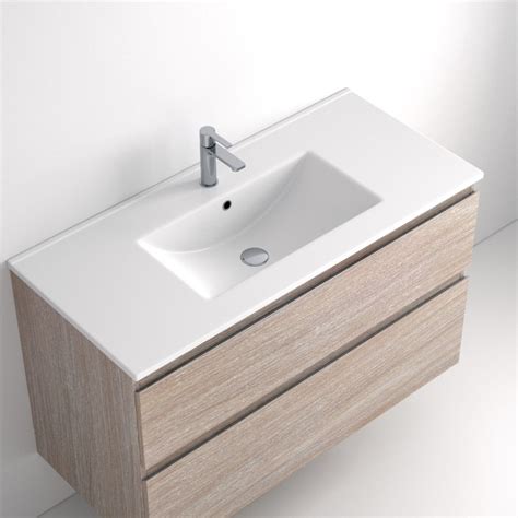 Mueble de baño suspendido y lavabo de porcelana Natalia blanco 2