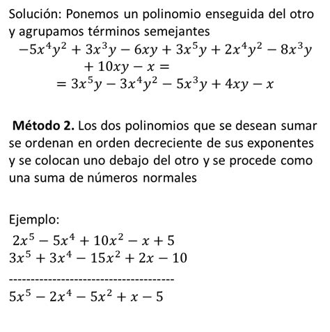 10 Ejemplos De Suma De Polinomios Nuevo Ejemplo