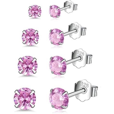Boucles D Oreilles Argent Femme 4 Paires Hypoallergénique Clous D