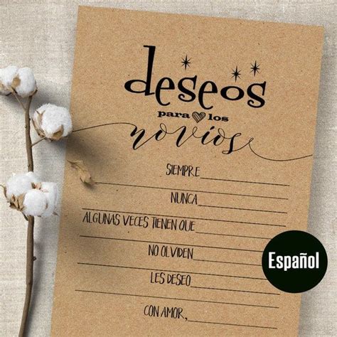 SPANISH Bridal Shower Games Deseos Para Los Novios Wishes Etsy In