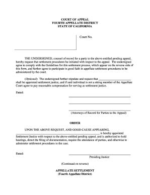 Fillable Online Courts Ca Settlement California Courts State Of
