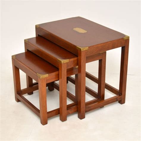 Antique Military Campaign Style Mahogany Nest Of Tables Marylebone