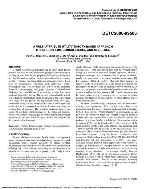 pdf a multi attribute utility theory based approach to product line consolidation and selection