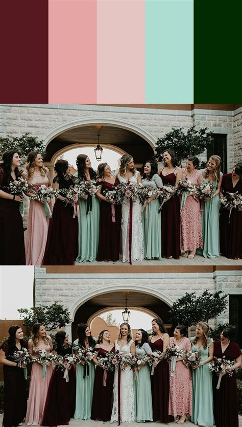We Love How This Bridesmaid Palette Mixes Pastel And Dark Cool Tones