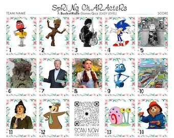 Printable Spring Character Picture Quiz Medium Level Etsy