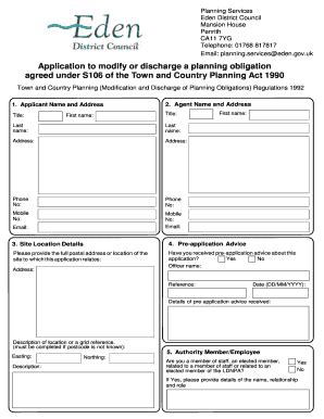 Fillable Online Eden Gov Modify Or Discharge A Section 106 Agreement