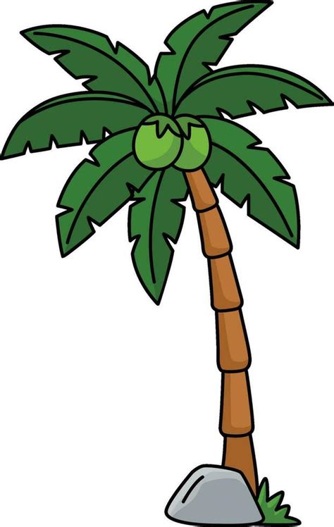 Coconut Tree Cartoon Colored Clipart Illustration 27584494 Vector Art