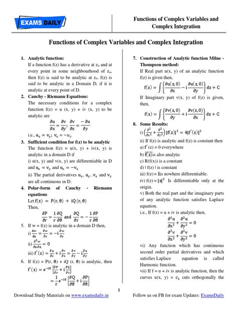 functions of complex variables and complex integration pdf analytic function integer