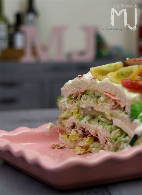PASTEL DE ATÚN CON PAN DE MOLDE Y MAYONESA DE AGUACATE Las Recetas de MJ