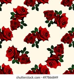Vector Seamless Background Red Roses Buds Stock Vector Royalty Free