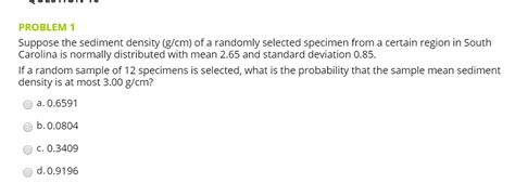 Solved VULDIII PROBLEM 1 Suppose The Sediment Density G Cm Chegg